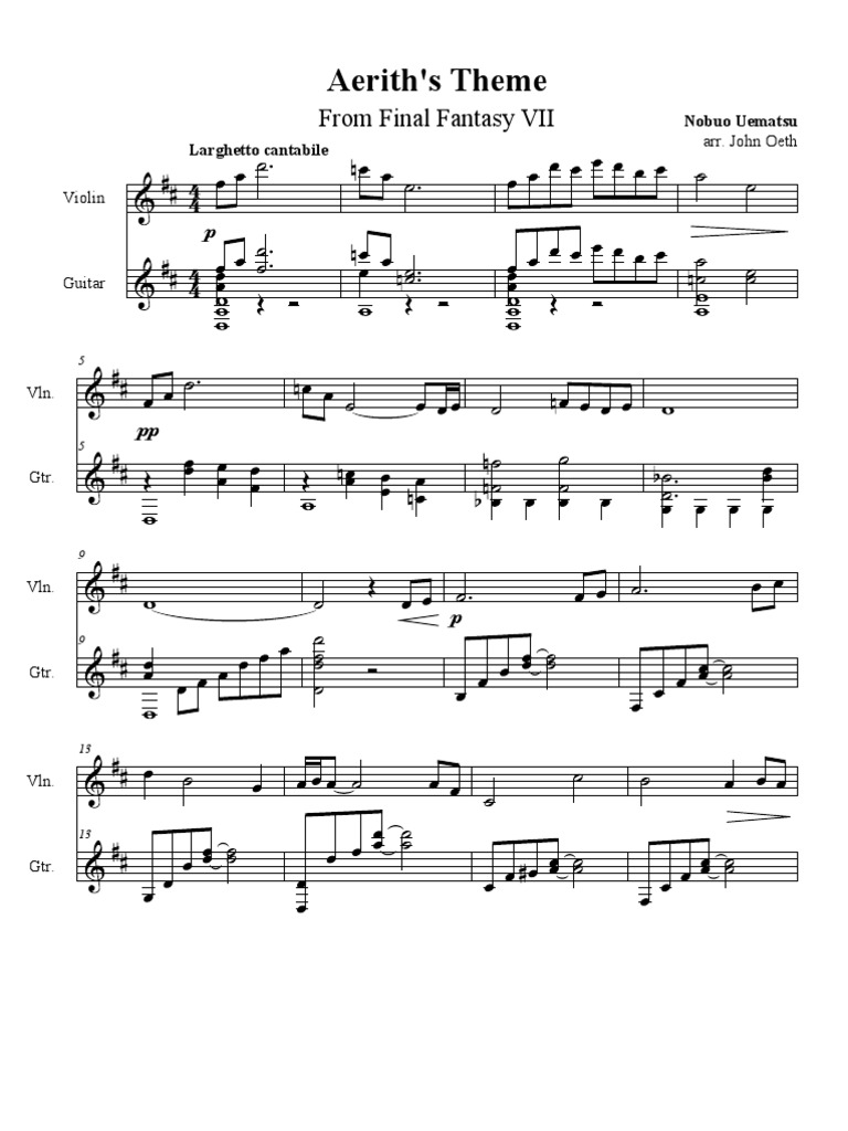 Aerith's Theme for Violin and Guitar