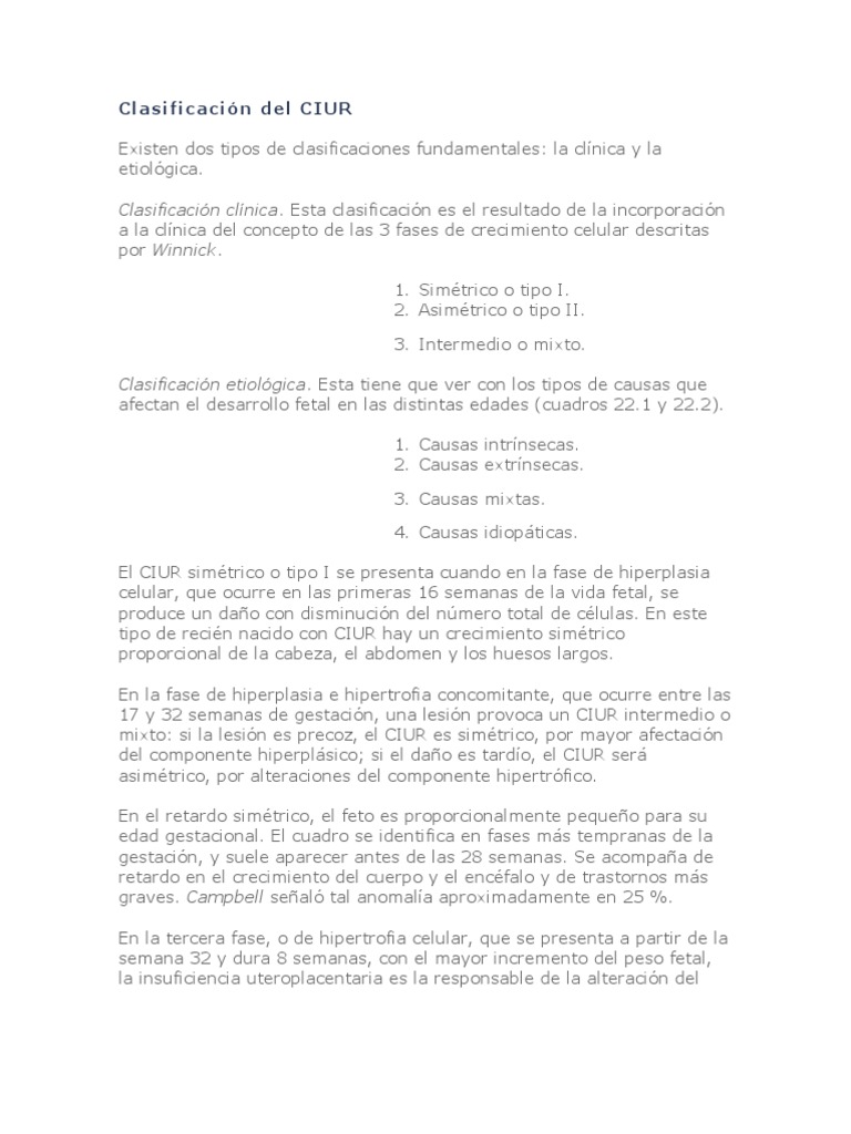 Clasificación Del CIUR | PDF | El embarazo | Parto