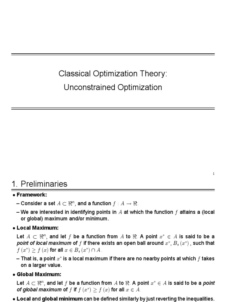 08 Unconstrsoained Op Tim Ization | PDF | Maxima And Minima | Mathematical Optimization