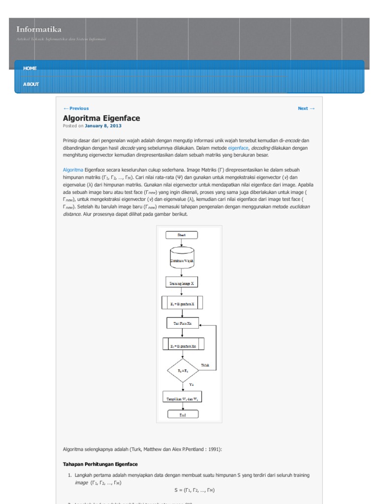 Algoritma Eigenface | PDF | Metode & Bahan Ajar | Komputer