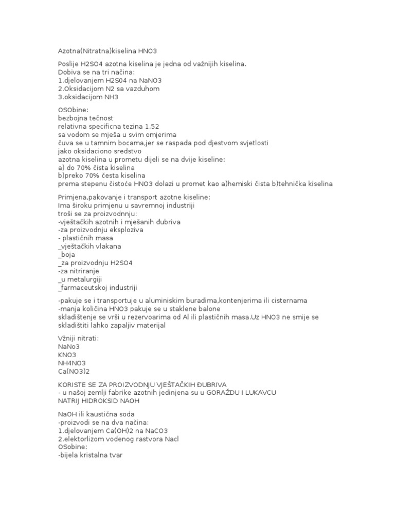 Azotna Kiselina | PDF