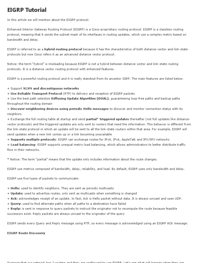 EIGRP Tutorial | PDF | Routing | Computer Network