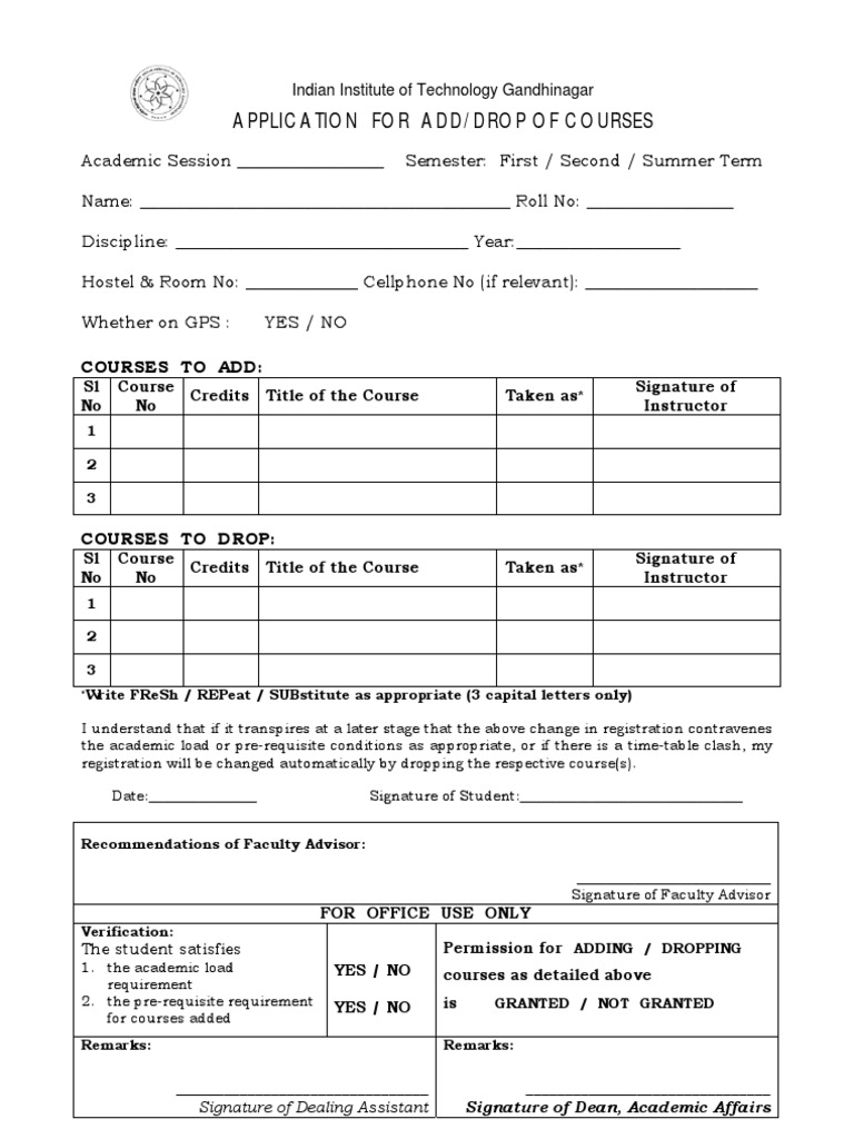 Course Add/Drop Form Guide | PDF | Career & Growth | Technology & Engineering