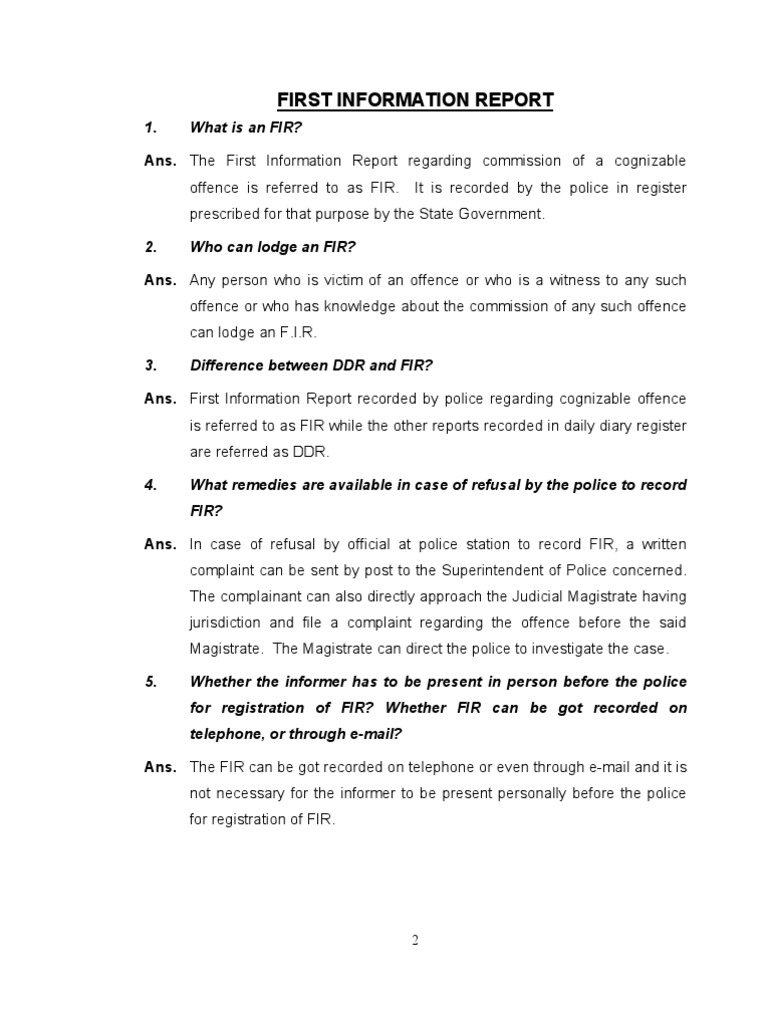 First Information Report | PDF | Legal Action | Justice