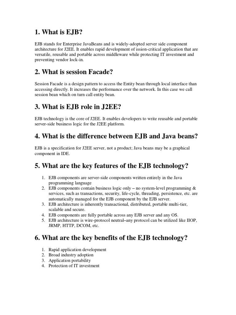 EJB Essentials: Key Concepts, Benefits and Design Considerations | PDF | Enterprise Java Beans ...