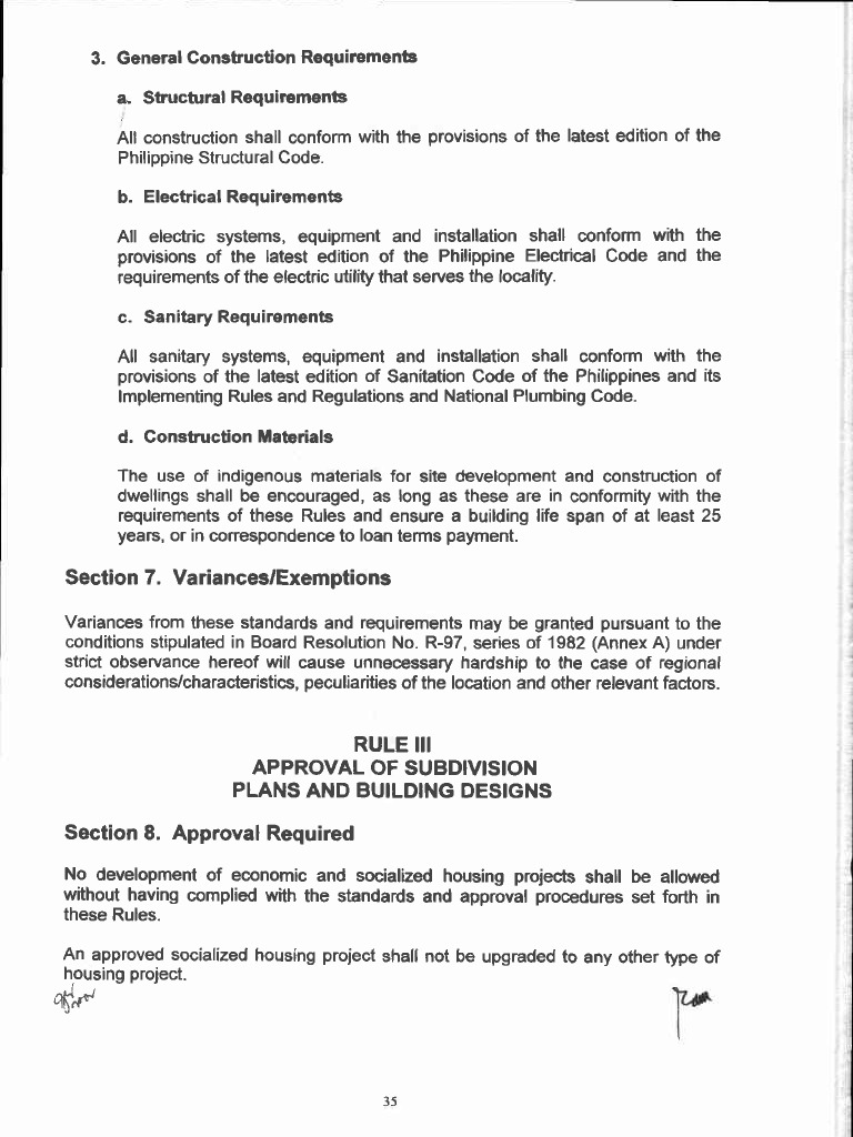 Section 7. Variances/Exemptions: Rule Iii Approval of Subdivision Plans ...