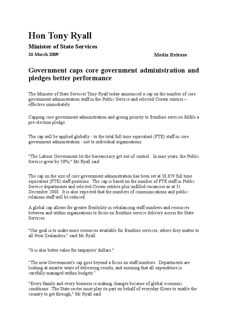Hon Tony Ryall | PDF | New Zealand | Public Services