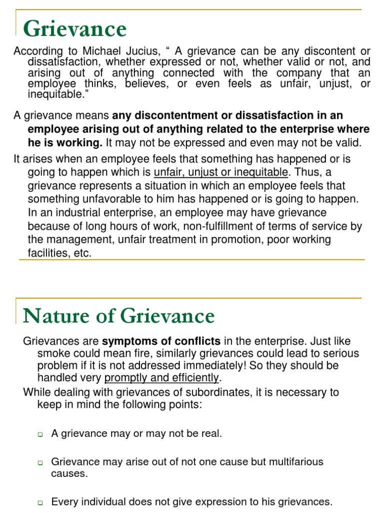 Grievance PPT Authorstream | PDF | Employment | Justice