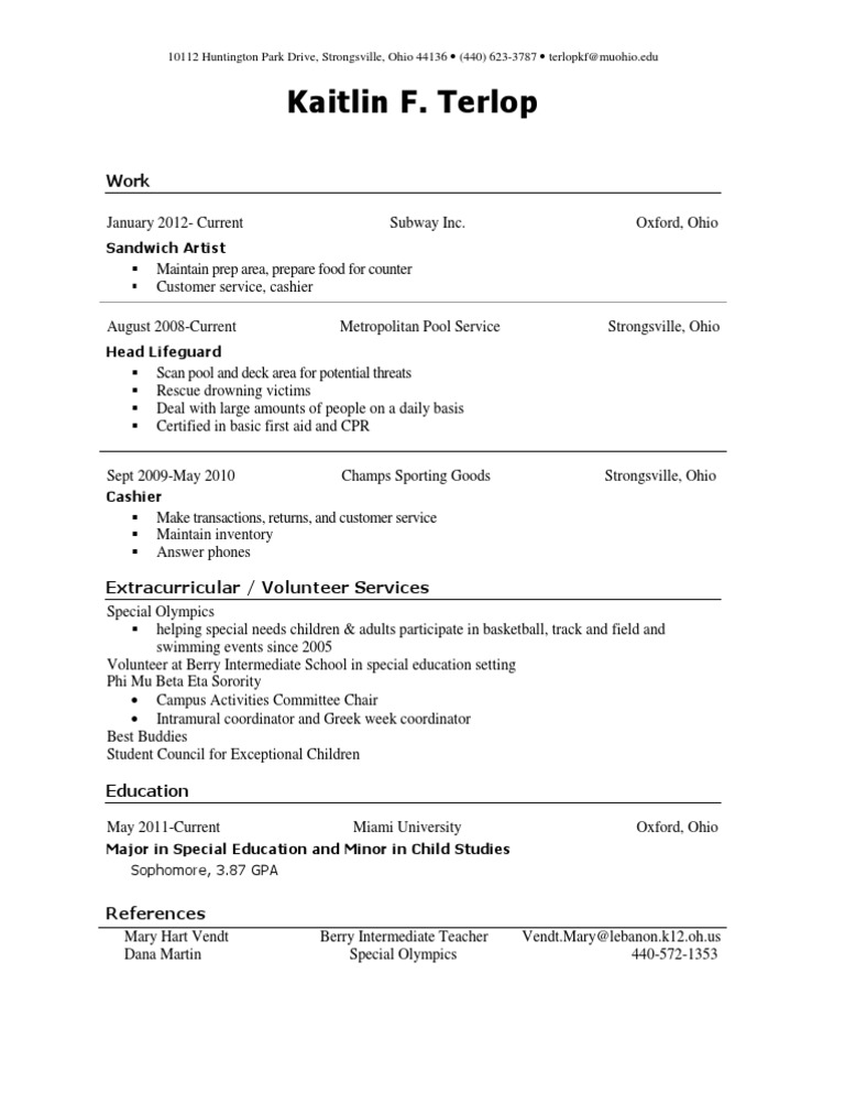 Kaitlin Terlop's Resume and Experience | PDF | Wellness