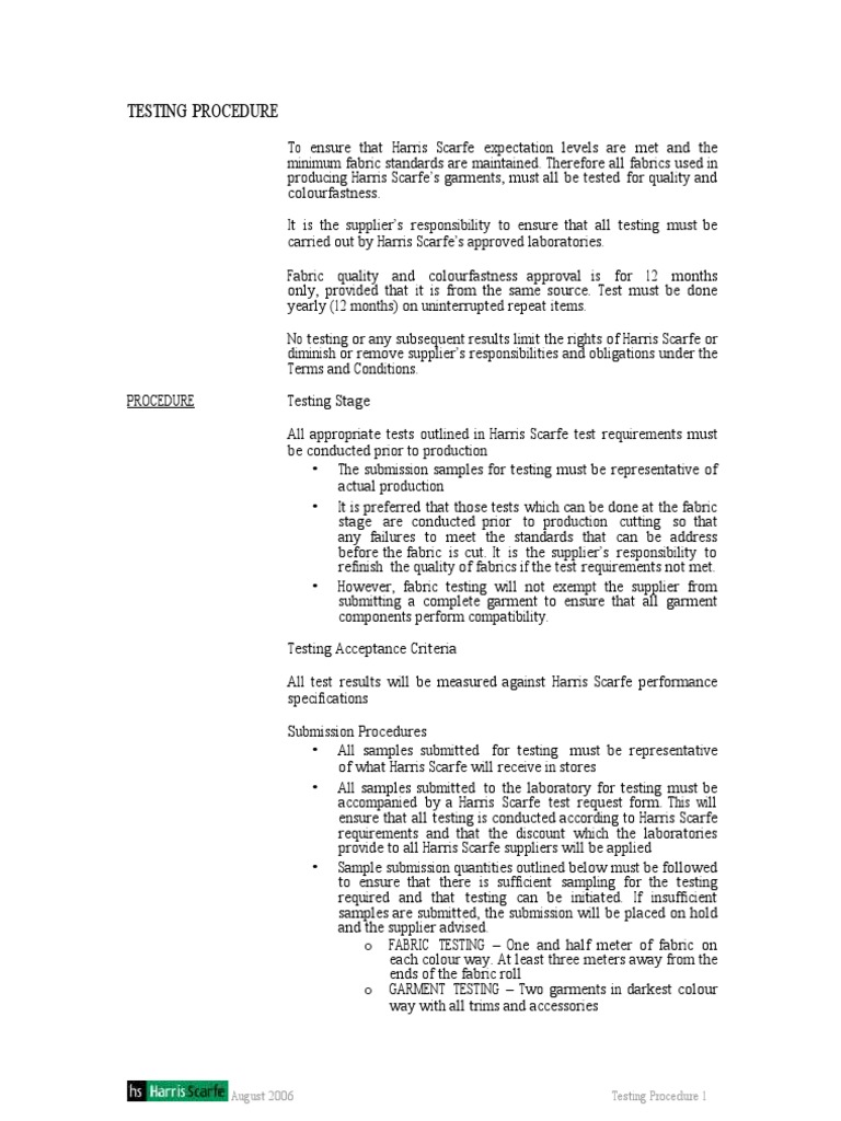 8 Testing Procedure 0 | PDF | Textiles | Knitting