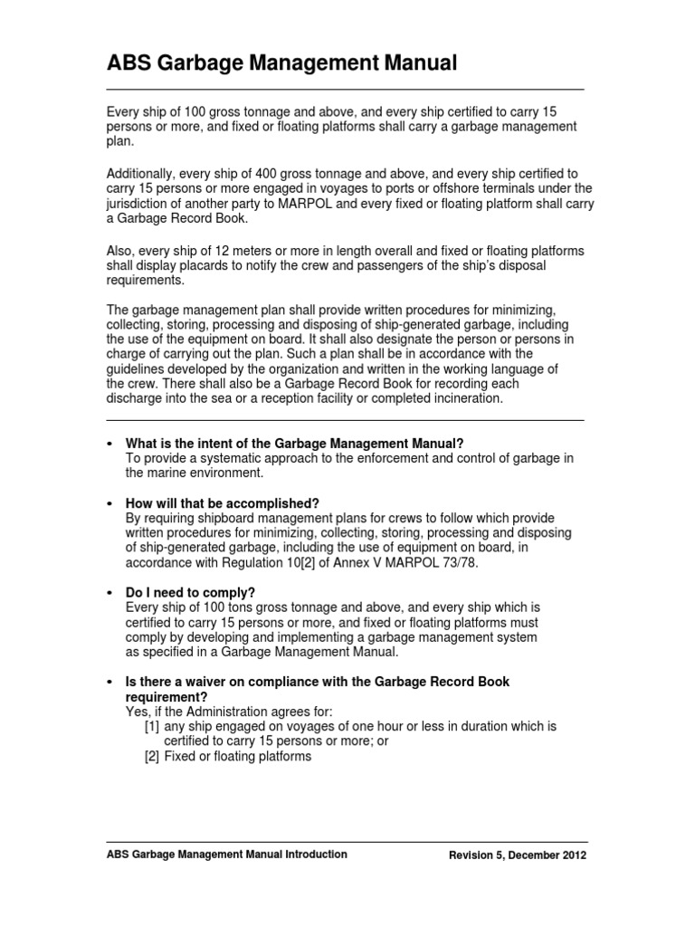 Garbage Management Manual | PDF | Incineration | Municipal Solid Waste