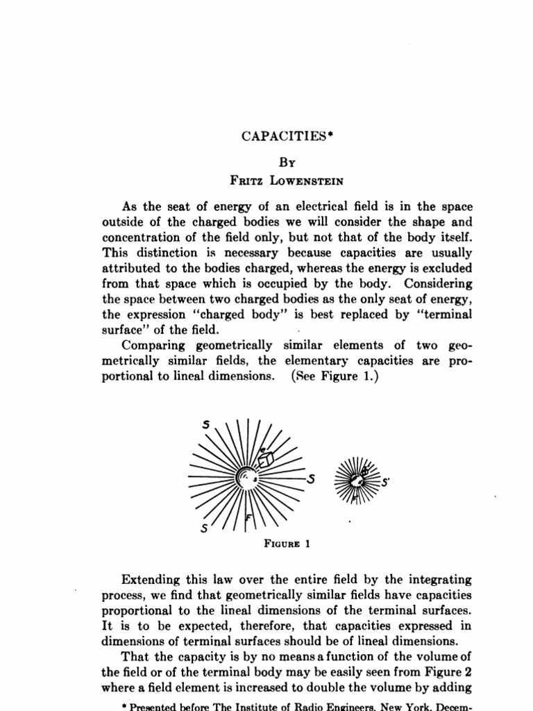 Fritz Lowenstein Capacities 1916 | PDF