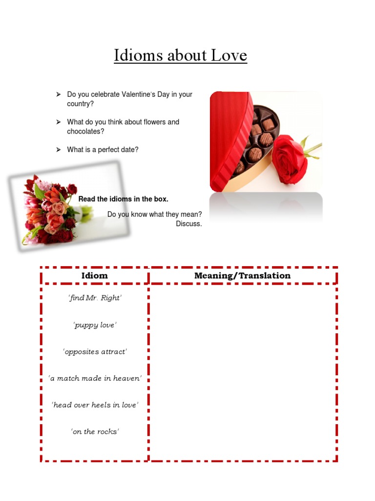 Love Idioms and Their Meanings | PDF