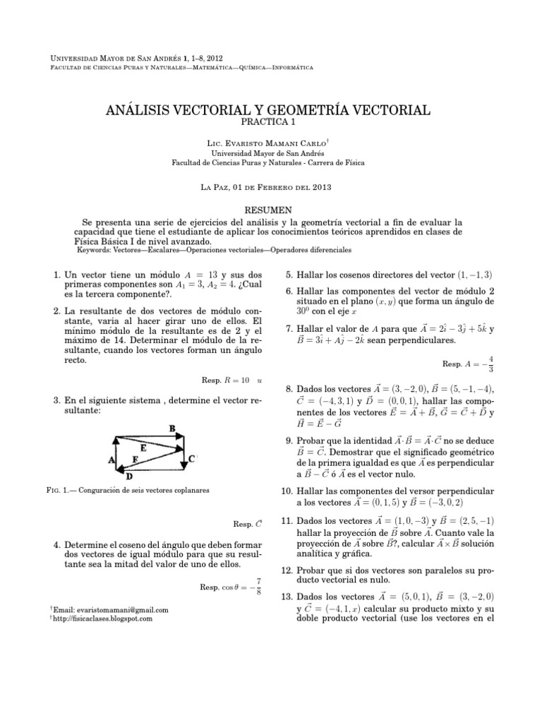 Analisis Vectorial 2013 | PDF | Vector Euclidiano | Álgebra abstracta