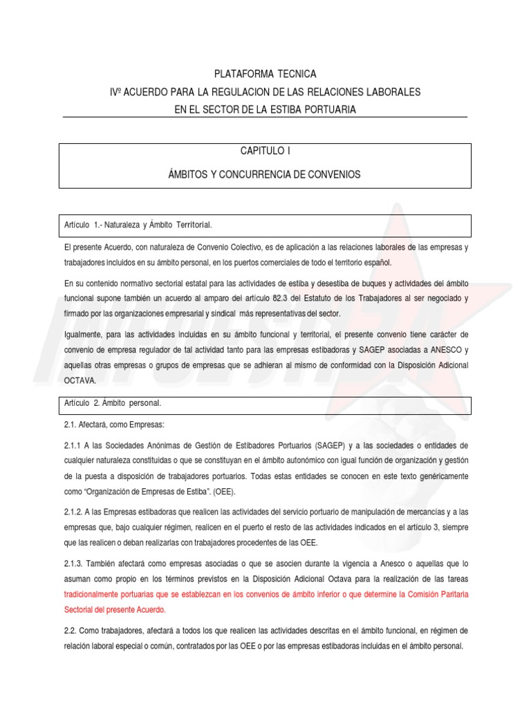 Plataforma Tecnica IV Acuerdo Marco | PDF | Relaciones laborales ...