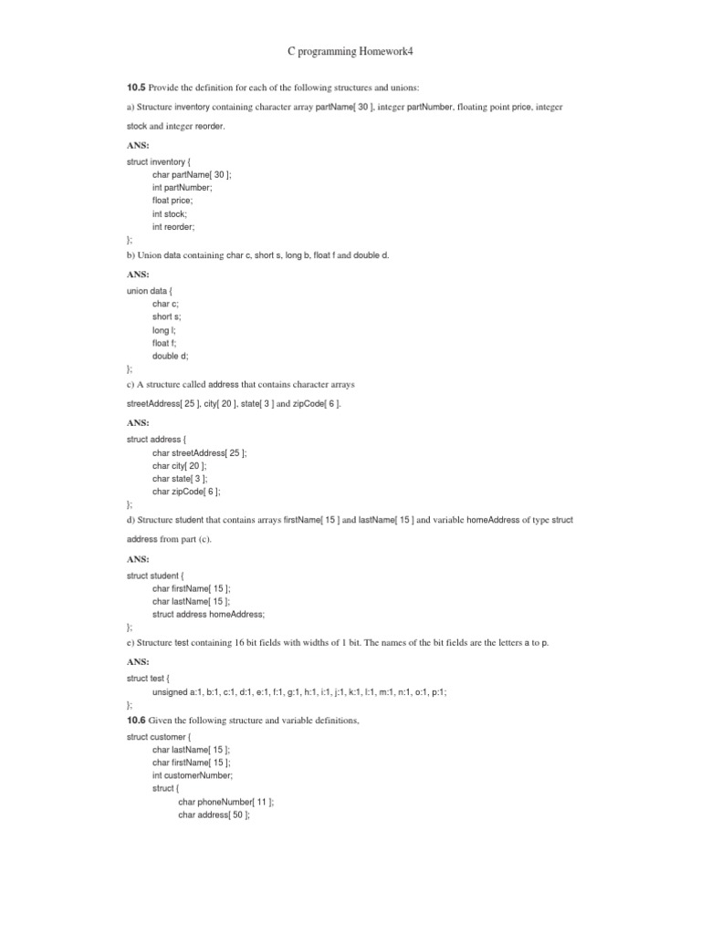 C Programming Homework Pdf Integer Computer Science Computer Data