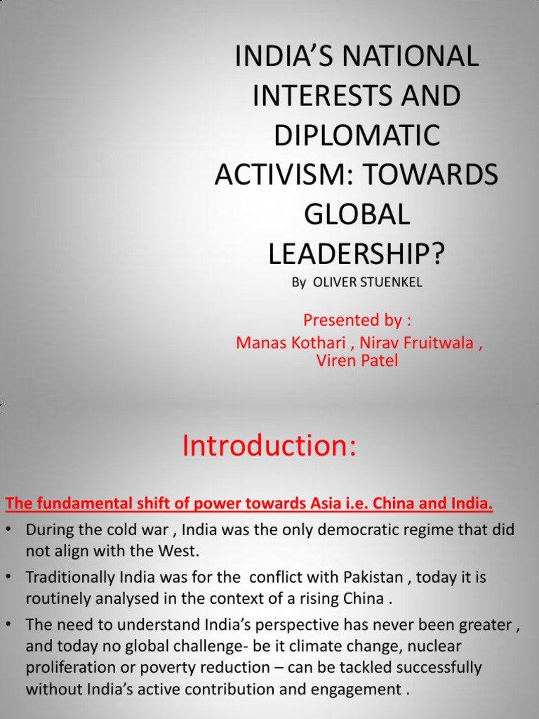 India's National Interests and Diplomatic Activism | PDF | Pakistan | China
