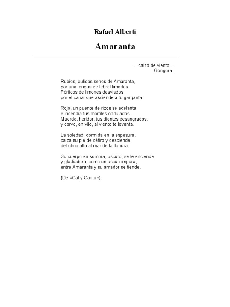 Rafael Alberti - Amaranta | PDF