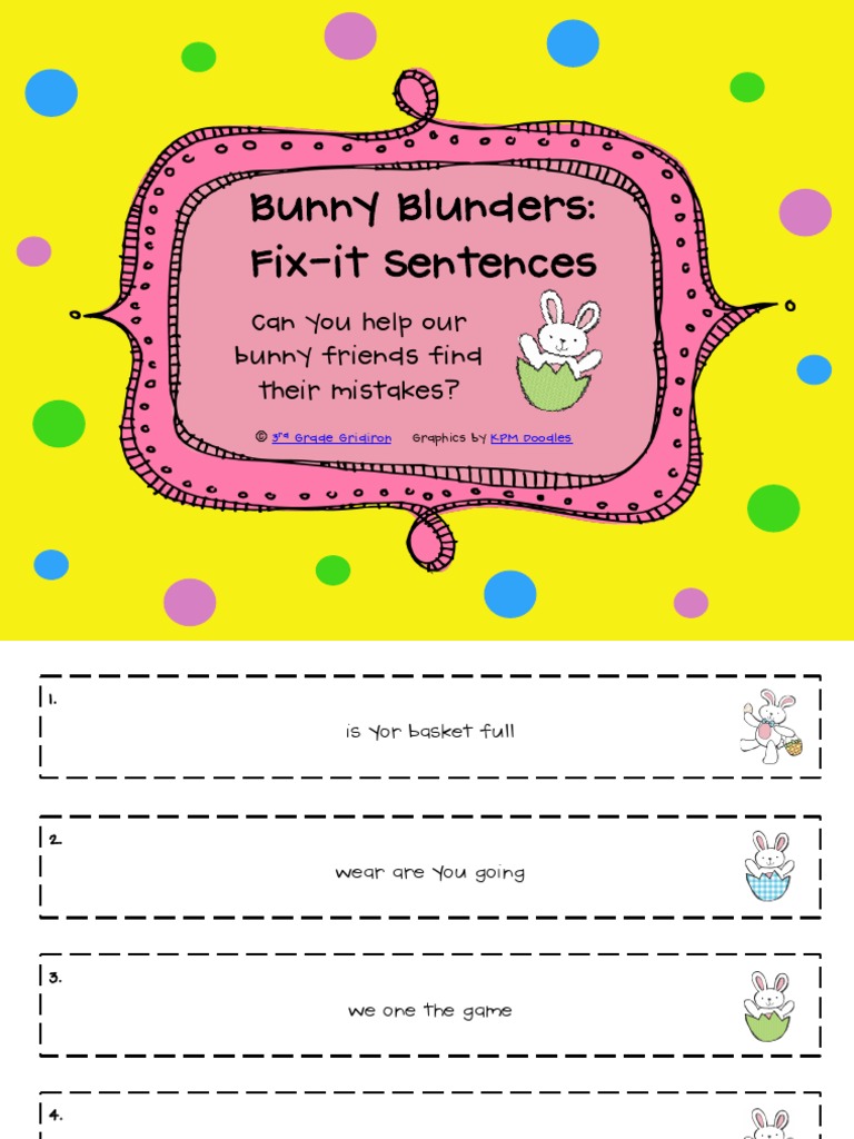 Free Bunny Blunders Fix It Sentences | PDF | Business | Sports & Recreation