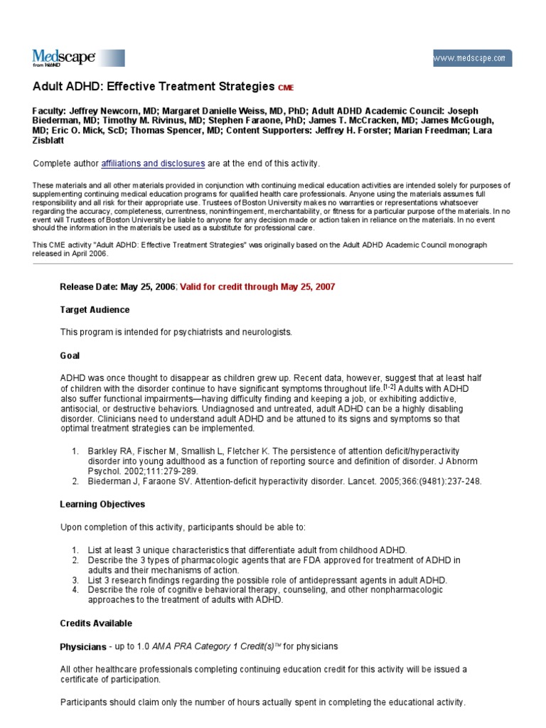 Adult ADHD - Effective Treatment Strategies | PDF | Attention Deficit ...