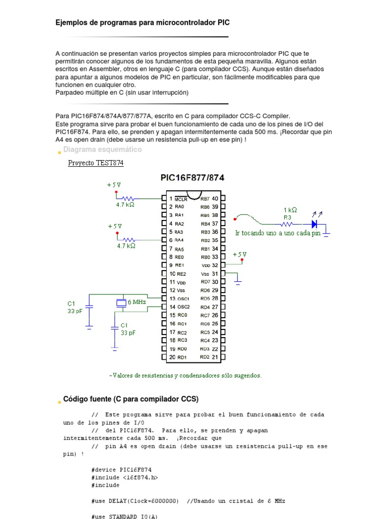 Proyectos y Ejemplos para Microcontroladores PIC | PDF ...