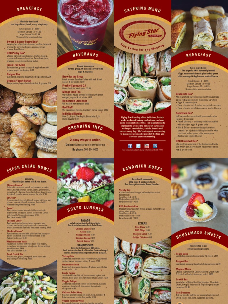Flying Star Catering Menu & Prices | PDF | Salad | Food And Drink ...