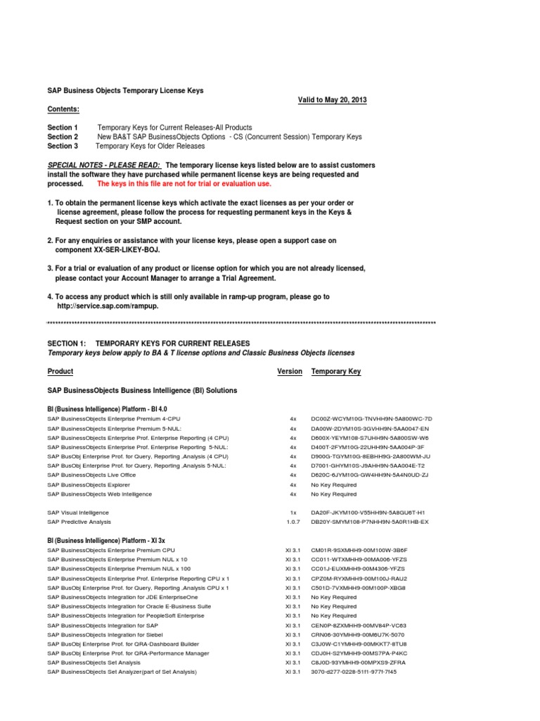 Temporary Keys | PDF | Sap Se | Business Intelligence