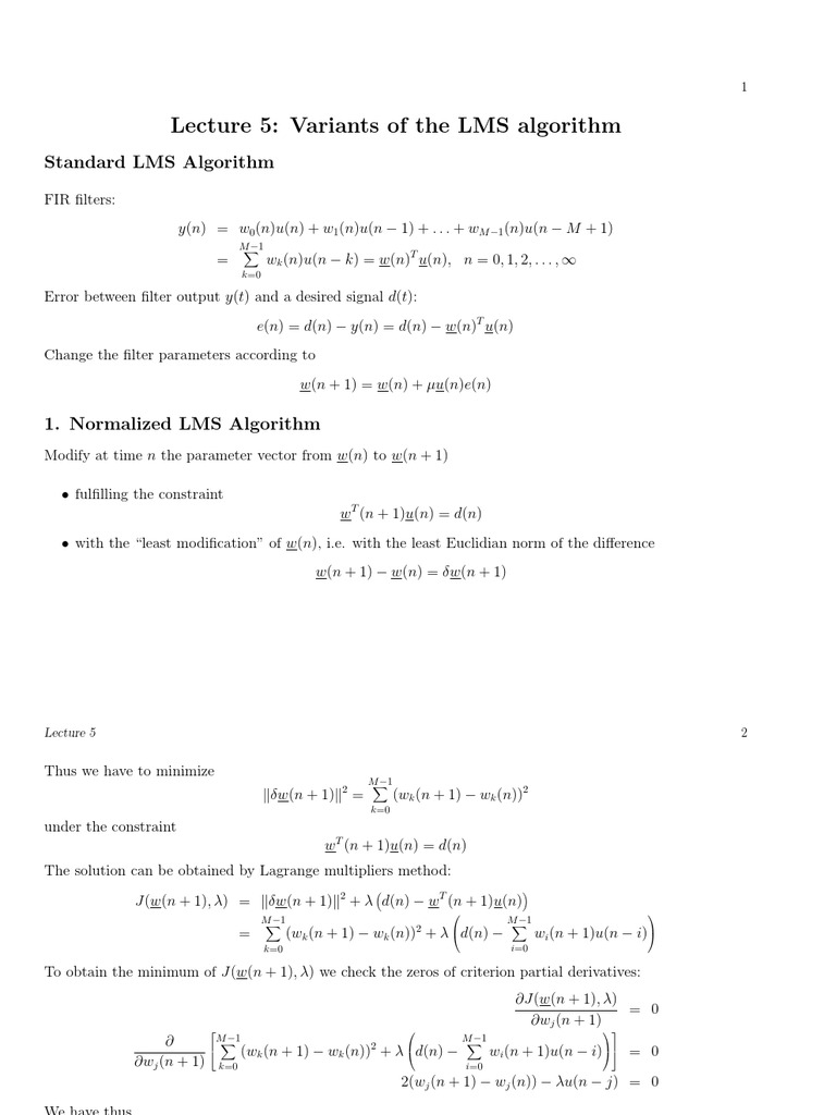 LMS Variants | PDF | Applied Mathematics | Algorithms