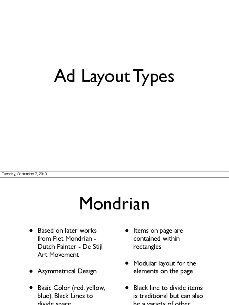 Layout Types in Advertisement | PDF | Page Layout | Advertising