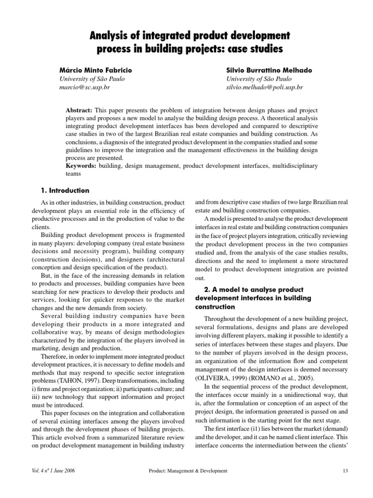 Analysis of Integrated Product Development Process in Building Projects ...