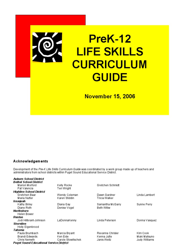 Pre-K-12 Life Skills Curriculum Guide | Social Skills | Curriculum