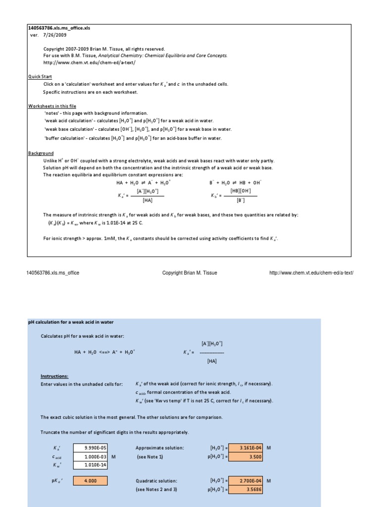 PH Calculation | PDF | Chemical Equilibrium | Ph