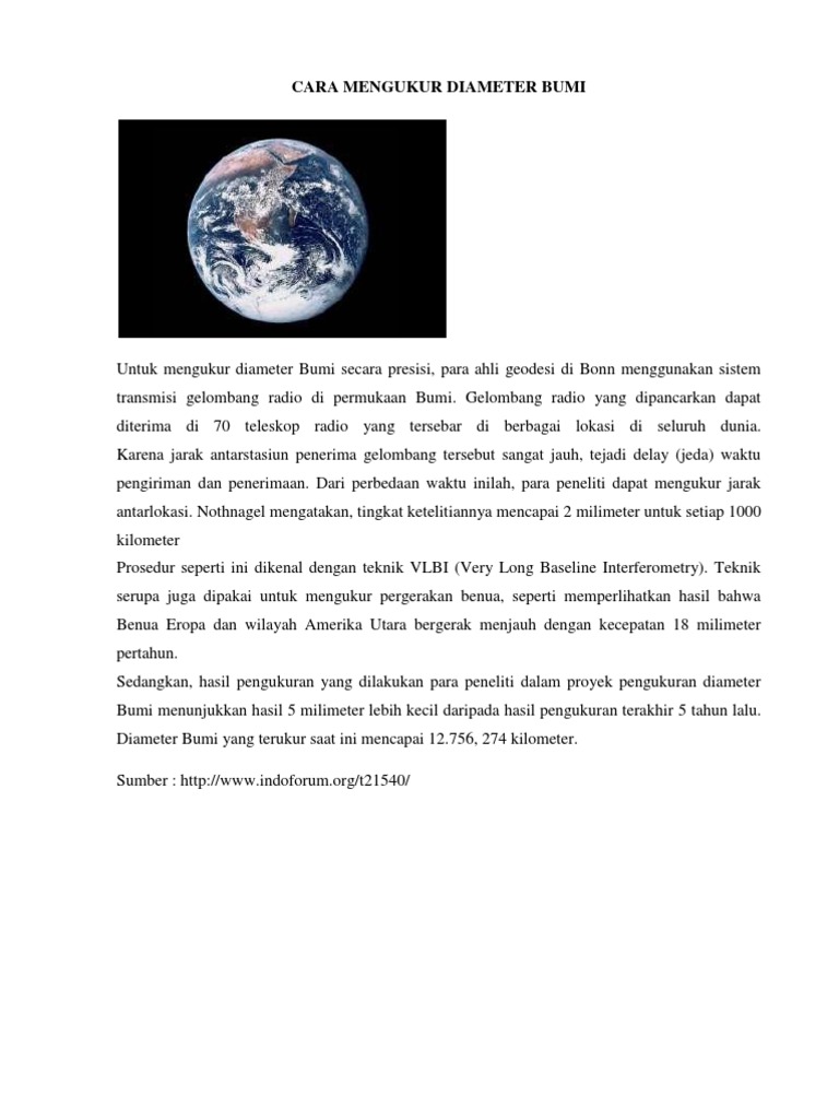 Cara Mengukur Diameter Bumi | PDF | Ilmu Sosial | Sains & Matematika