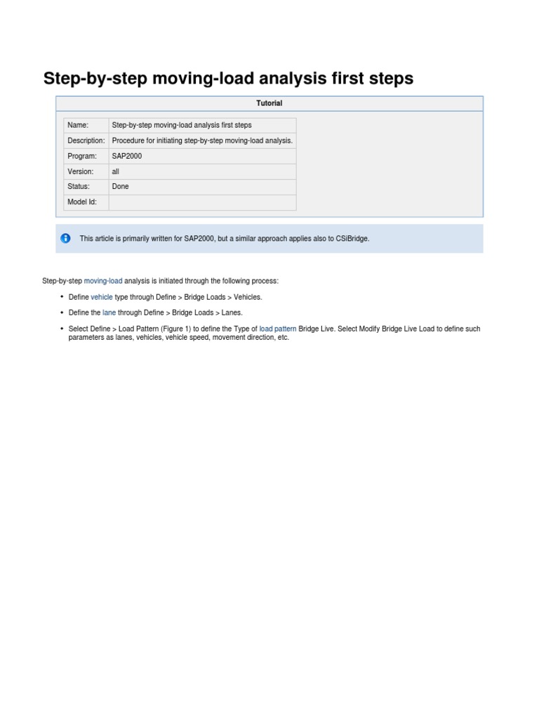 Step-By-Step Moving-Load Analysis First Steps: Tutorial | PDF | Computers