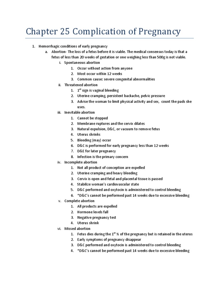 Chapter 25 Complication of Pregnancy | PDF | Miscarriage | Pregnancy