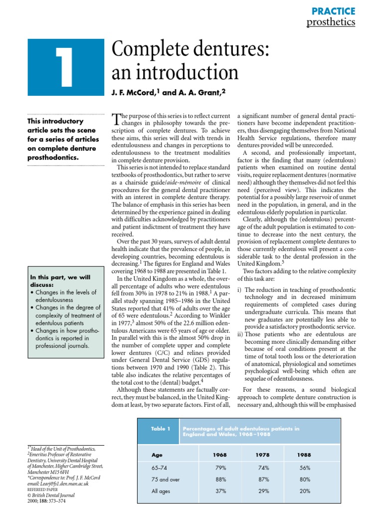 Complete Dentures Pdf Dentures Prosthodontics