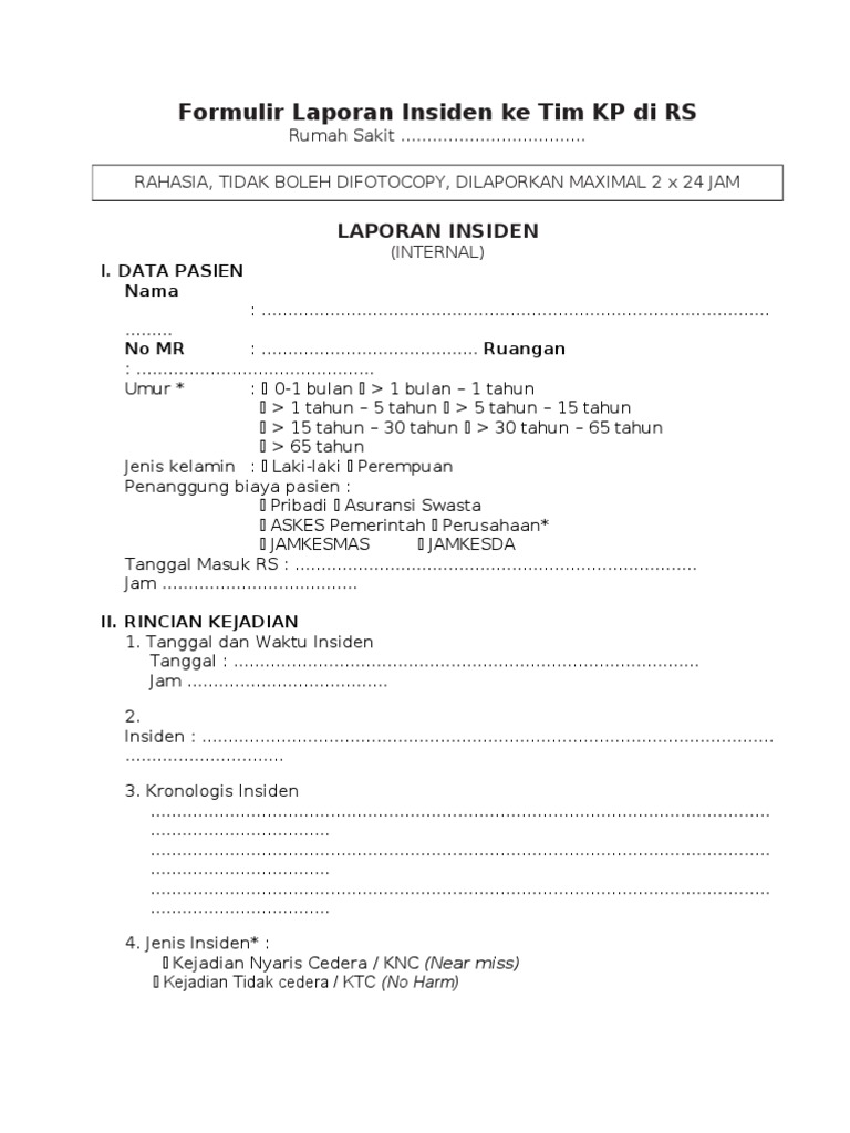 08a. Form - Laporan Insiden Internal (New) | PDF