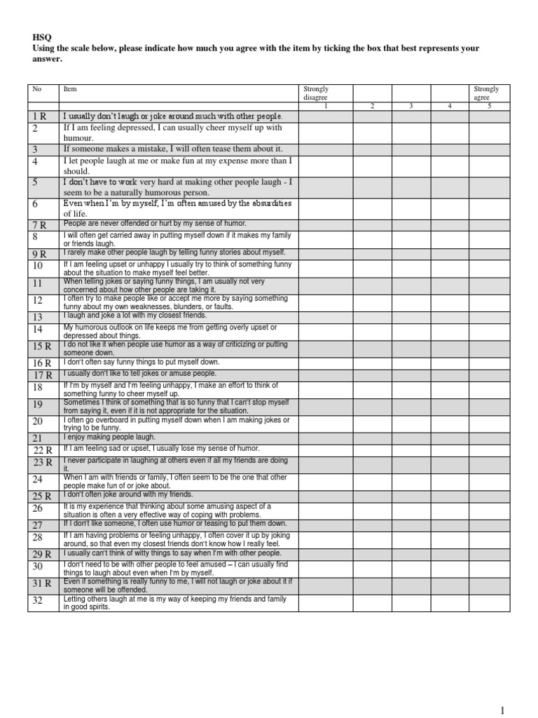 Humour Questionnaire | Humour | Jokes