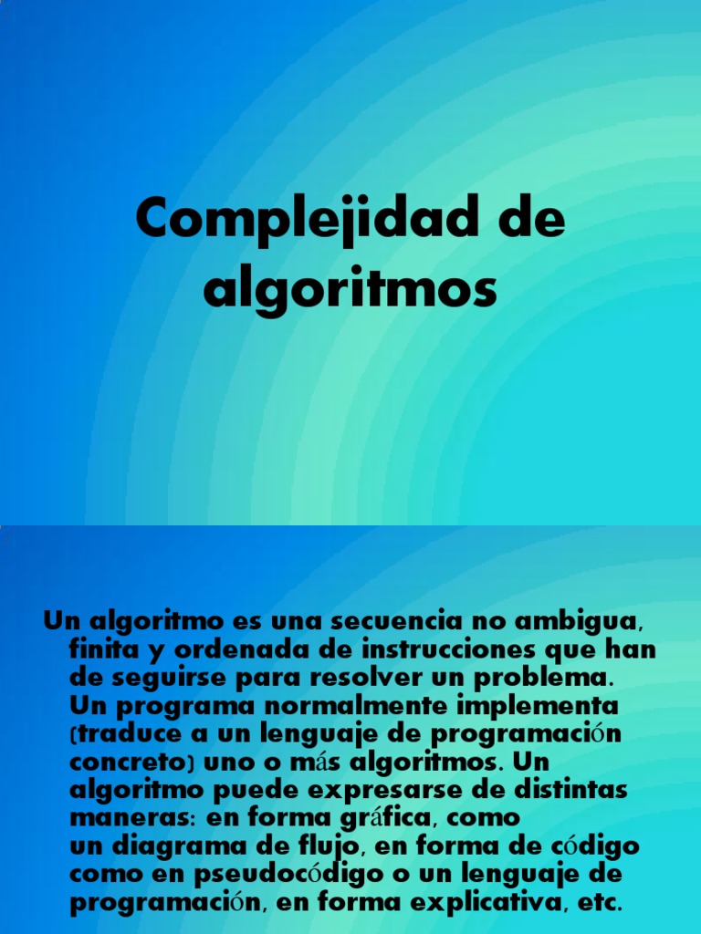 Complejidad de Algoritmos Presentacion | PDF | Teoría de la complejidad ...