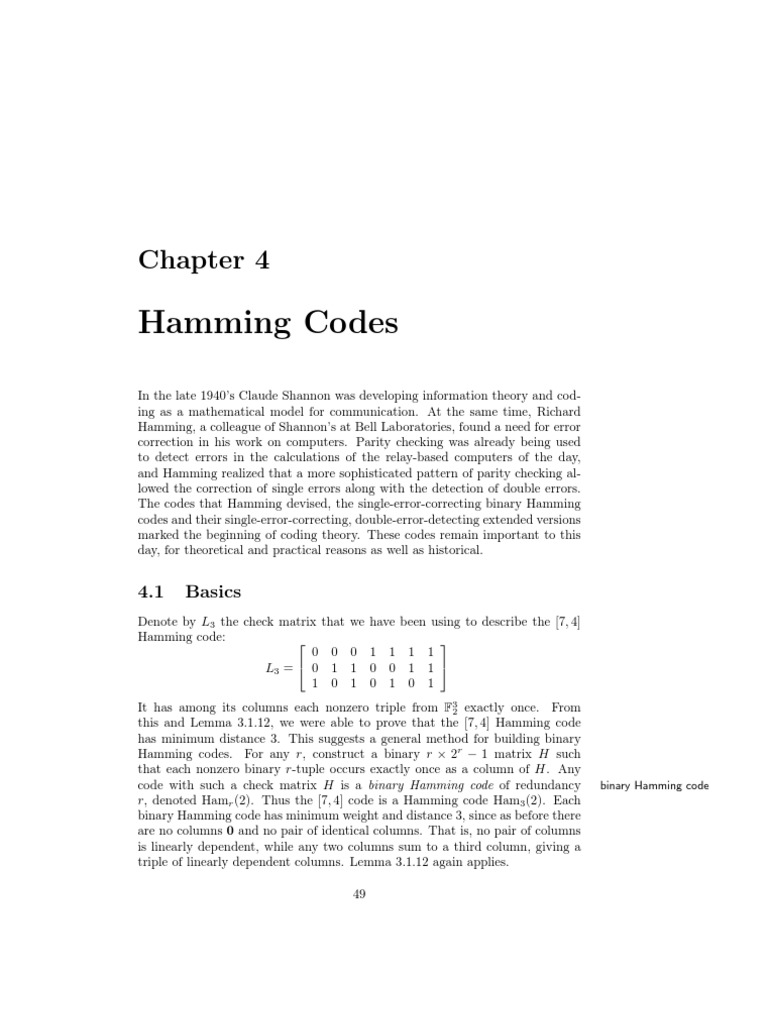 Hamming Code | PDF