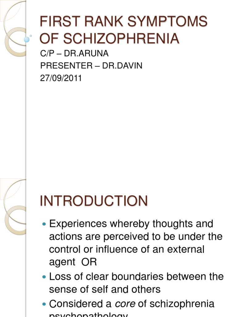 first rank symptoms of schizophrenia | Schizophrenia | Delusion