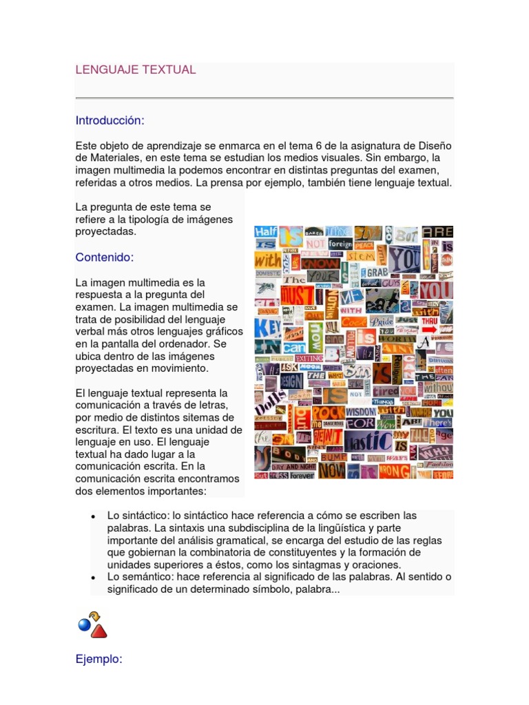 Definición y ejemplos de lenguaje textual | PDF | Arte | Informática