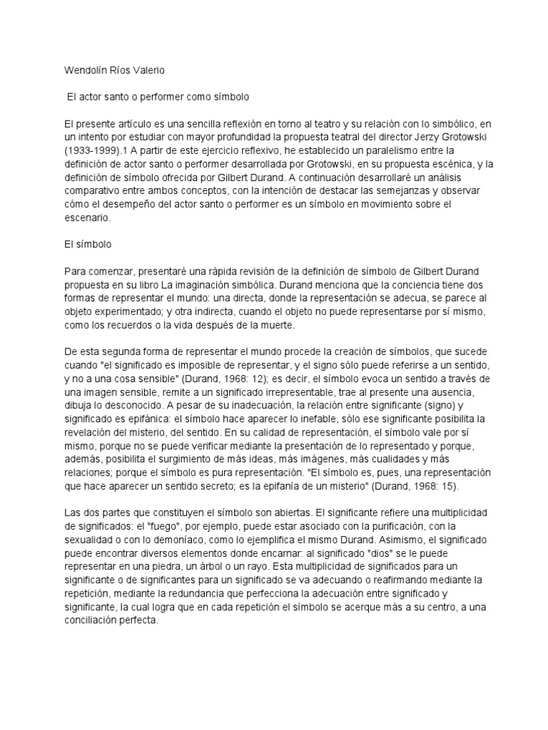 El Actor Santo o Performer Como Símbolo | PDF | Los símbolos | Teatro
