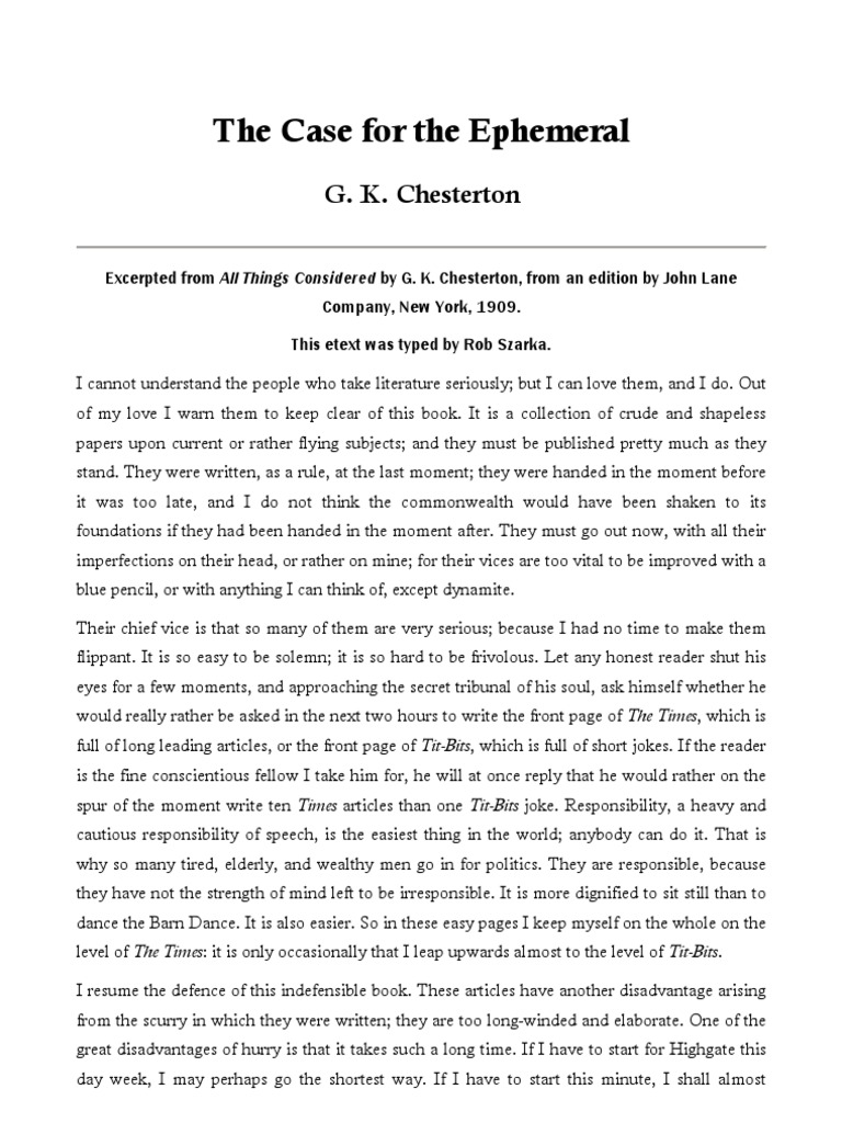 The Case For The Ephemeral | PDF | Philosophy | Religion & Spirituality