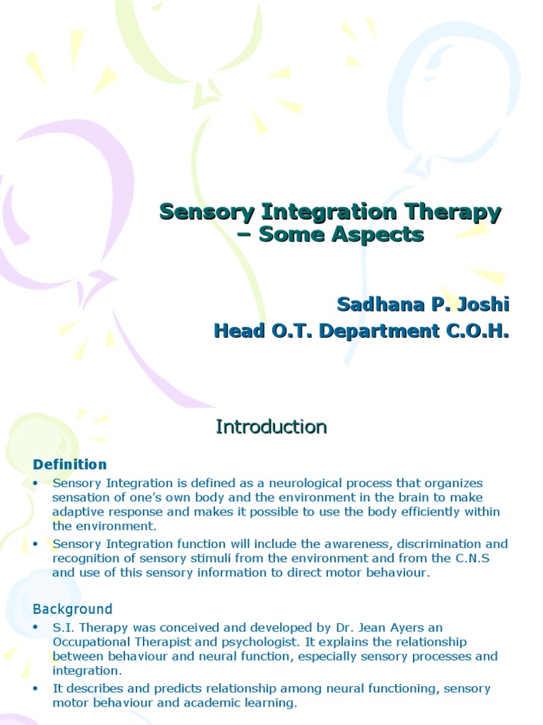 Sensory Integration Therapy New | PDF | Somatosensory System | Perception