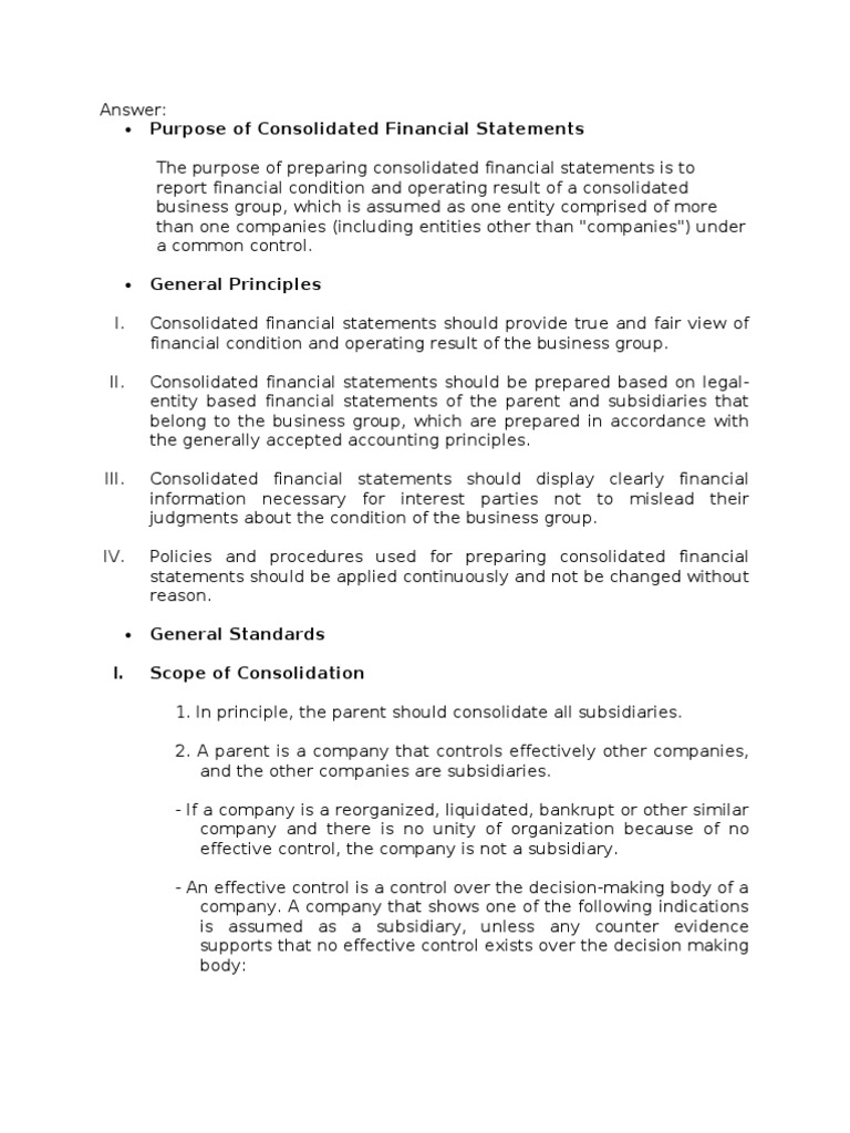 Consolidation 1 | PDF | Consolidation (Business) | Subsidiary