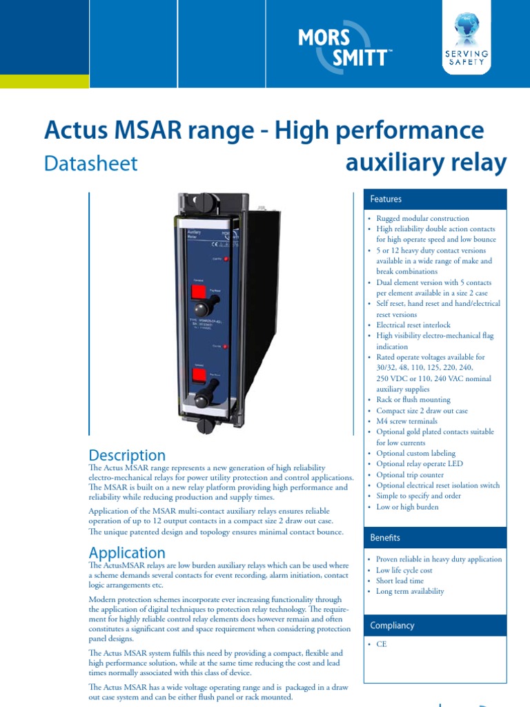 Datasheet Actus MSAR V P | PDF | Relay | Switch