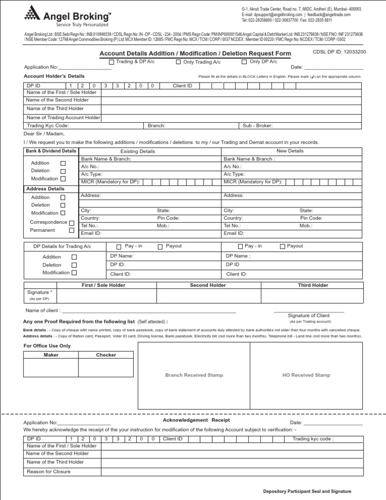 ABL Modification Form | PDF | Passbook | Identity Document