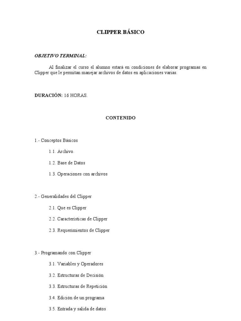 Clipper Básico | PDF | Programa de computadora | Programación