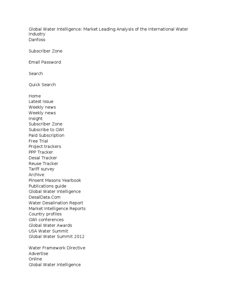 Global Water Intelligence | PDF | News | Public–Private Partnership